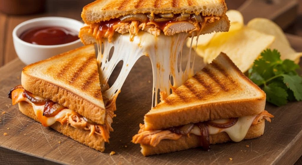 BBQ Chicken Grilled Cheese | Cheesy Packed Sandwich